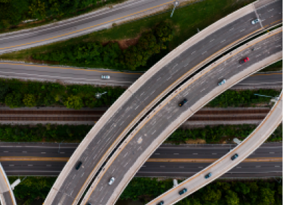 Aerial image of Virginia roadways