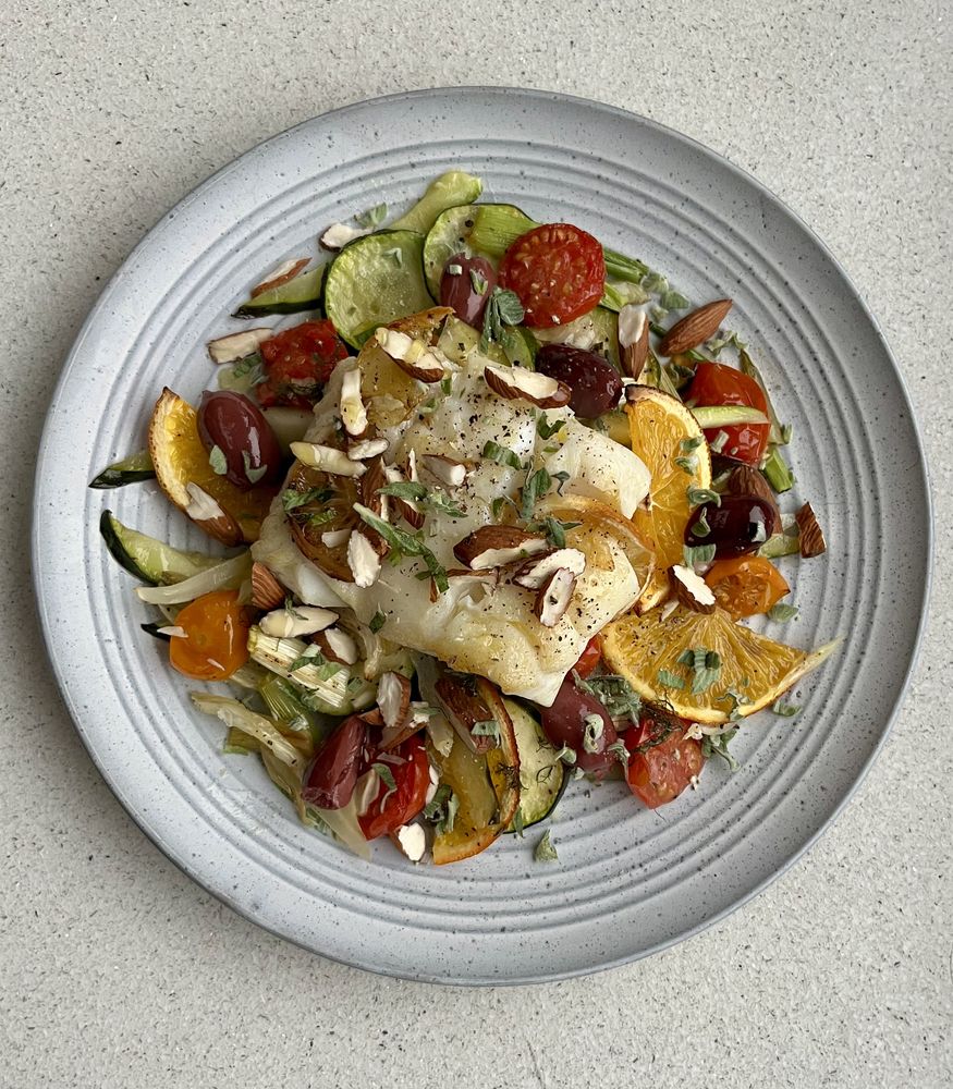 Mediterranean Fish Tray Bake with Citrus, Fennel and Herbs